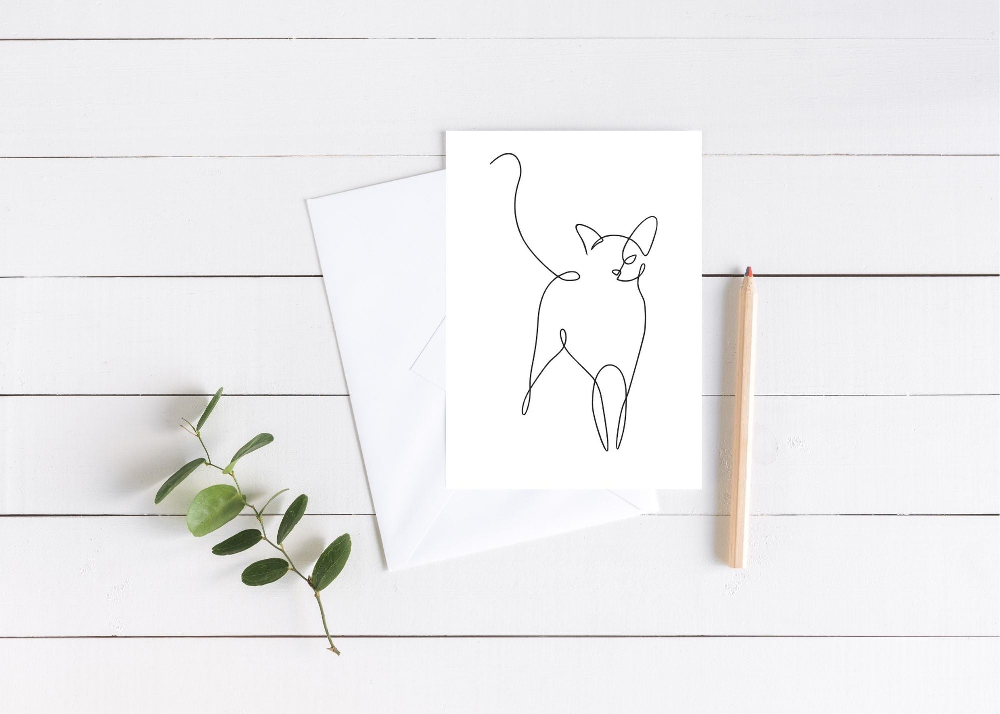 Cat Line Drawing Greeting Card | Little Lions NZ